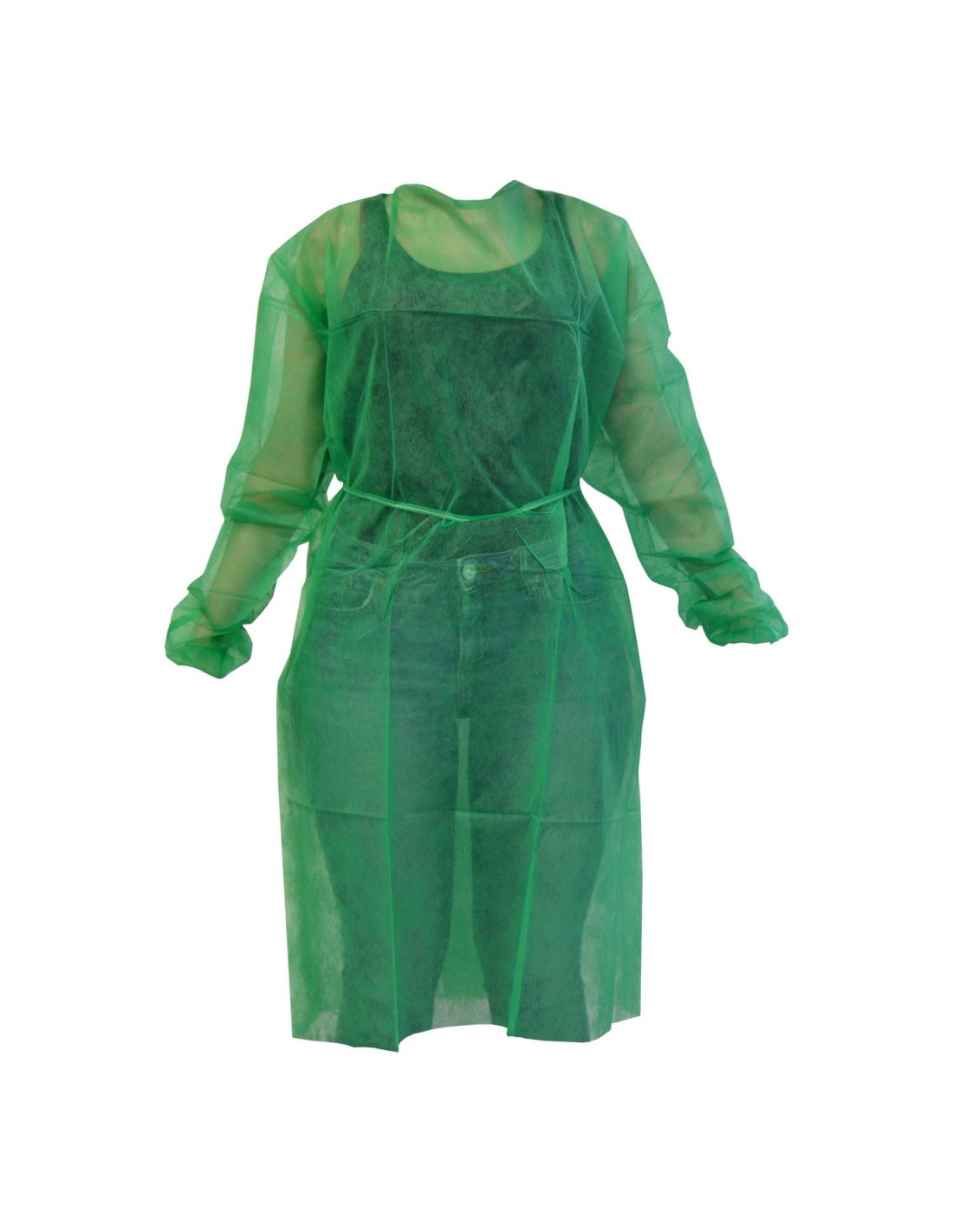 1 Uds. Bata médica desechable 25 g. manga larga no estéril. Verde ...